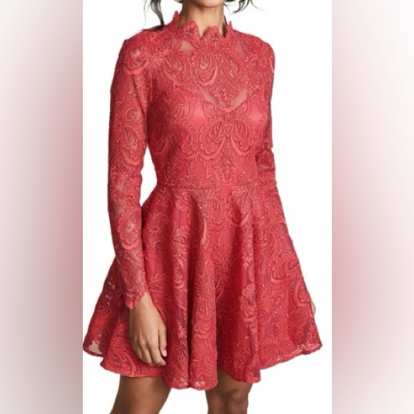 SAYLOR | Dresses | Saylor Rita Lace Pattern Long Sleeve Mini Dress ...